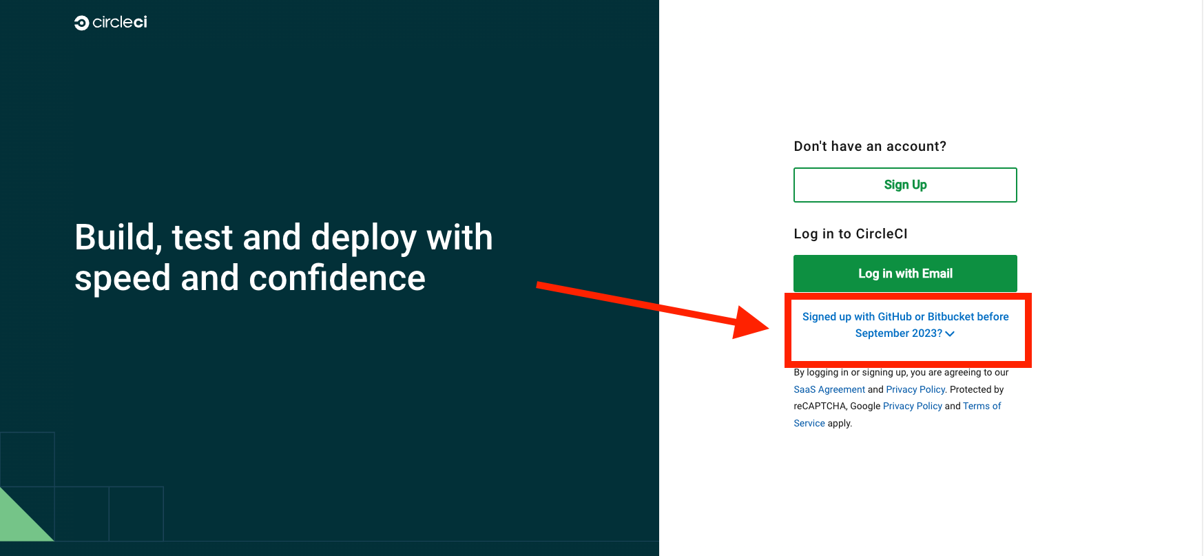 Signing Into Circleci If Your Account Was Setup Using Oauth Integration For Bitbucket And Github 