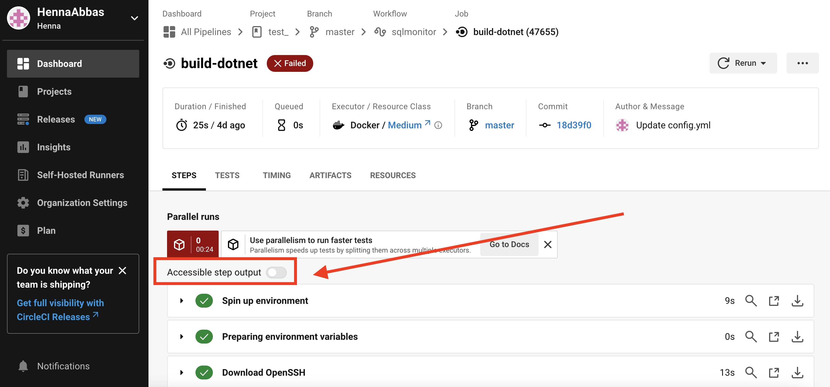 Clickable links in step output – CircleCI Support Center